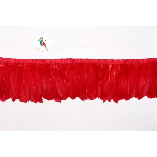 Quality Dress Decoration Goose Feather Fringe Trim with Satin Ribbon Tapes and Dyed for sale