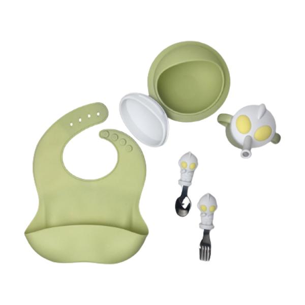 Quality Cartoon Character Shape Baby Silicone Bib Bowl Spoon Set Bpa Free for sale