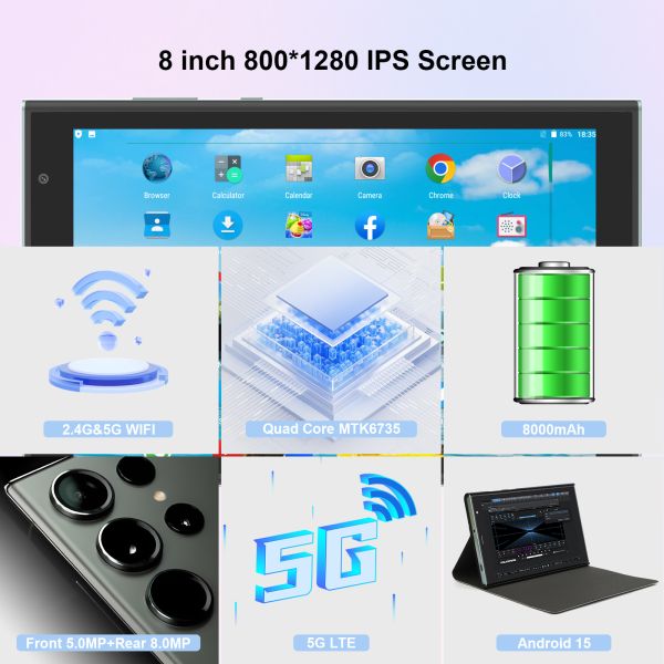 Quality C idea 8 inch Wifi Tablet with 8+512GB Storage Quad Core Processor 800x1280 IPS for sale