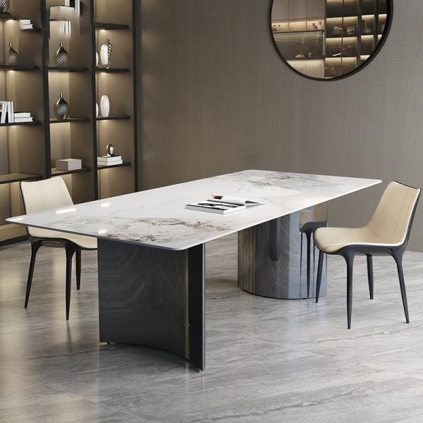 Quality Light Luxury Stainless Steel Marble Ballroom Dining Table Set for sale