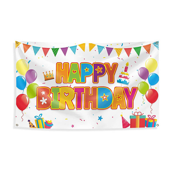 Quality OEM Polyester 3x5 Happy Birthday Flag For Indoor Outdoor Party for sale