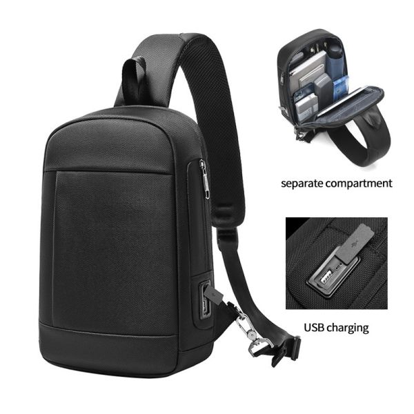 Quality Factory wholesale custom logo business multifunctional waterproof anti theft sling bag men's chest bag for sale