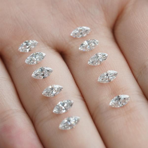 Quality 1.5x3.3-4.8x9.5mm 0.01 To 0.68ct Natural Melee Diamonds White Marquise Shape DEF Color VVS Clarity for sale
