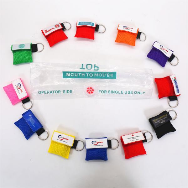 Quality Training First Aid CPR Face Shield Key chain bag pouch different color customize for sale