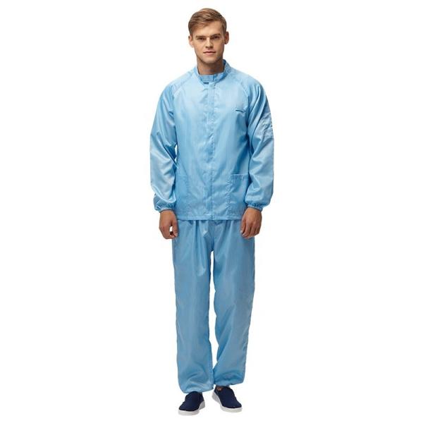 Quality Anti Static ESD Work Suit 98% Polyester 2% Carbon Clean Room Clothes for sale