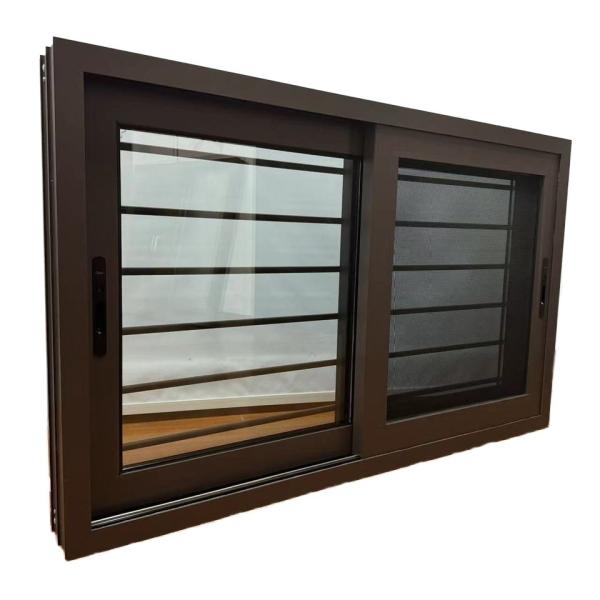 Quality Energy Saving Waterproof Aluminum Sliding Window with Security Stays and Grille Design for sale