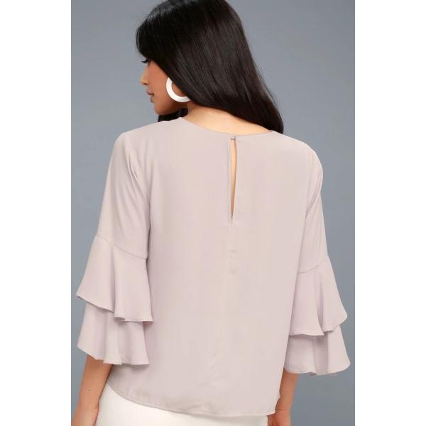 Quality Guangzhou Ladies Clothing Three Quarter Tiered Sleeves Top for sale