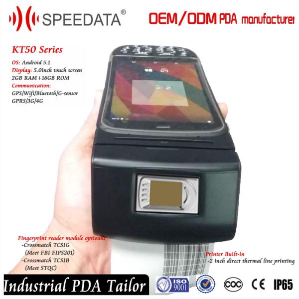Quality High Definition 5.0 Inch Biometric Fingerprint Scanner Quad Core 1.3GHz for sale