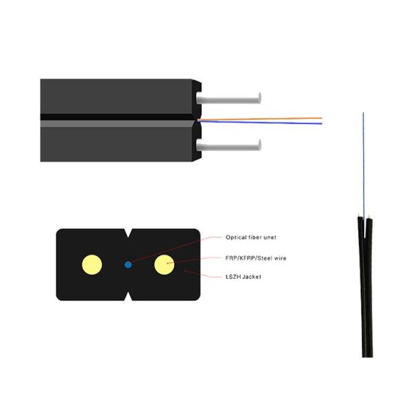 Quality 9/125 FTTH Optical Fiber Cable PVC 2 Core Fiber Optic Cable 3.0MM for sale
