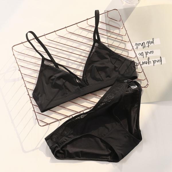 Quality ODM Plus Size Bra Sets Strapless 18-35 Years Women'S Brief Sets Black Lingerie for sale