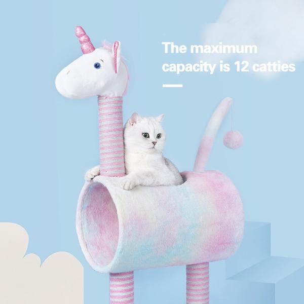 Quality Cute Unicorn Pink Sisal Cat Scratching Post for sale