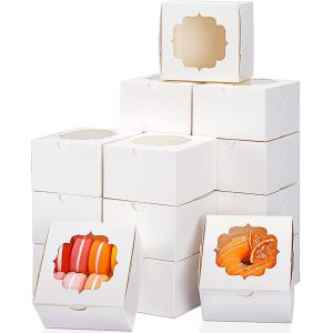 Quality 4 Inch White Custom Cake Box Window For Cupcakes Candy Chocolate Strawberries for sale