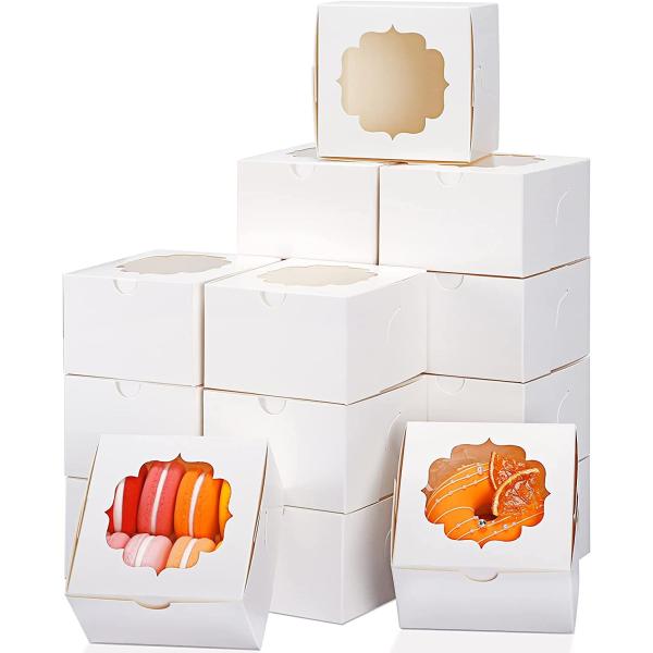 Quality 4 Inch White Custom Cake Box Window For Cupcakes Candy Chocolate Strawberries for sale