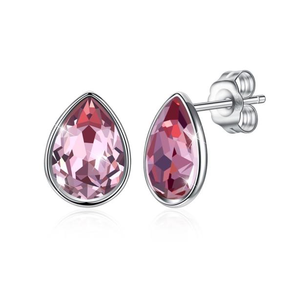 Quality Women Pink Sterling Silver Jewelry Earrings for sale