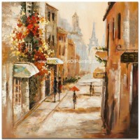 Quality Impression Modern Art Oil Painting , Paris Street Oil Painting Wall Art on for sale
