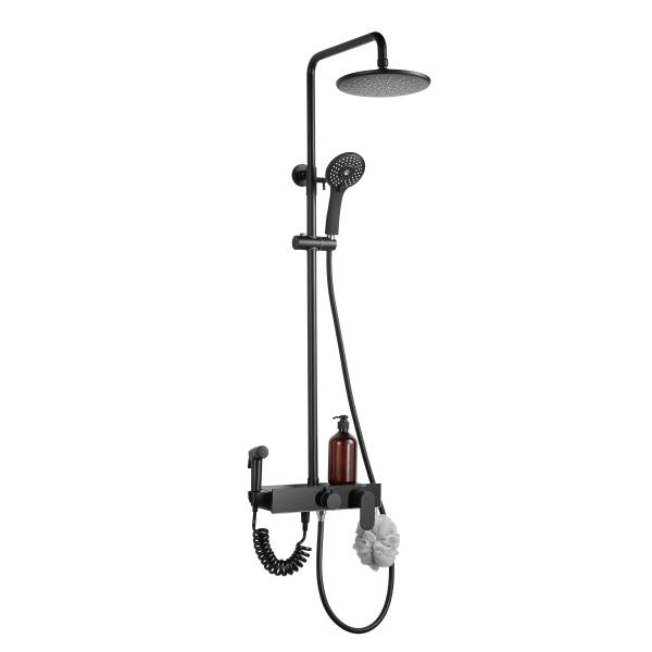 Quality OEM Black Brushed Nickel Stainless Steel Shower Set Wall Mounted for sale