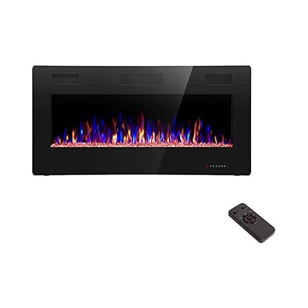 Quality 60 Inch Metal and Tempered Glass Insert Electric Fireplace Stove with Linear Design for sale