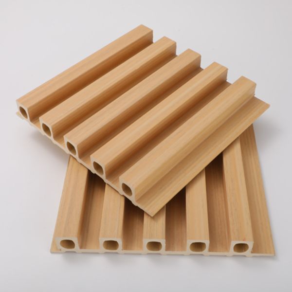 Quality Indoor Fluted Wall Panel with Slat Interiored Nano PVC Wood Effect Mall Damask Pattern for sale