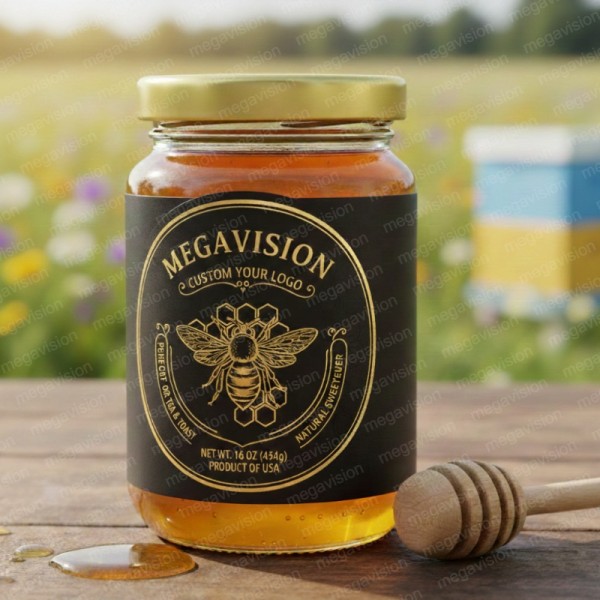 Quality Custom Printing Honey Glass Jars Label Non Residue Sticker Die Cut Label Adhesive Waterproof logo Bottle Jar Packaging Labels for sale