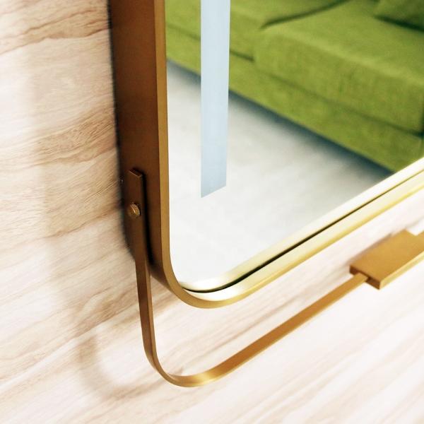 Quality Rust Resistant LED Lighted Metal Framed Bathroom Wall Mirror with Round Corner for sale