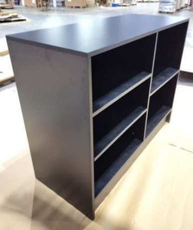 Quality 4' Wrap Counter Multifunctional Timber Display Unit Front Opening Display Case for sale