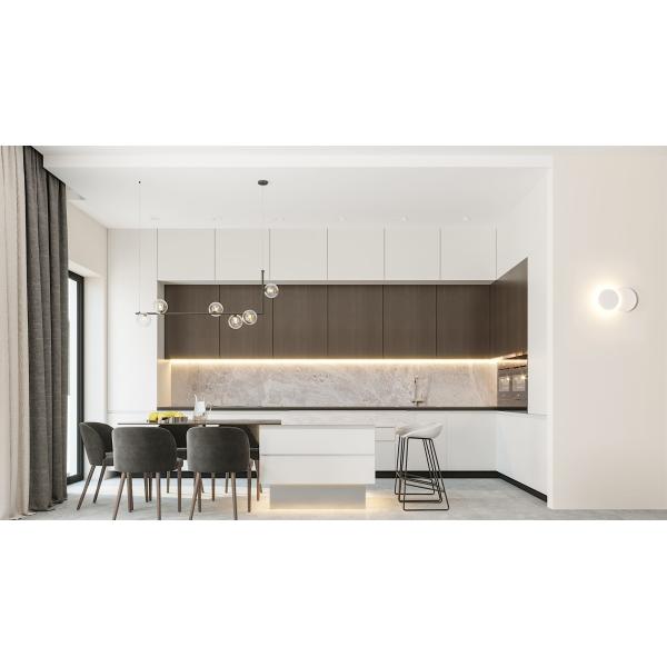 Quality Anti scratch Linear Shape High End White Kitchen Cabinets / White Gloss Kitchen for sale