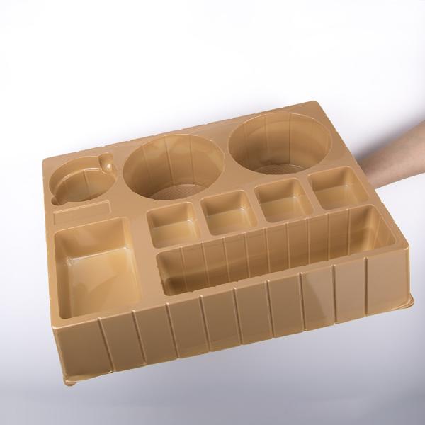 Quality Yellow 9 Compartment 41cm Plastic Food Tray Packaging for sale