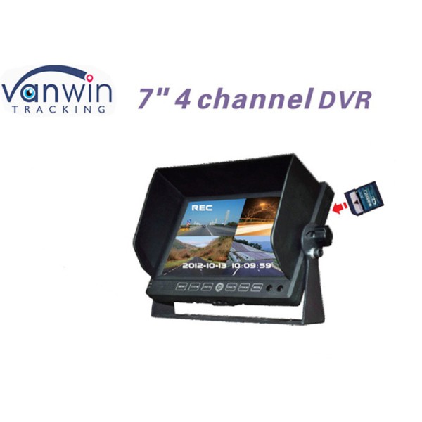 Quality 7 Inch LCD Security TFT Car Monitor with 4 channel AV inputs, 32GB SD card storage for sale