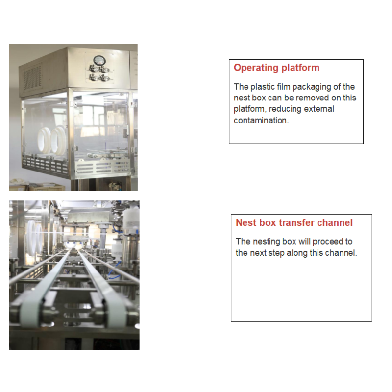 Detailed view of filling machine components