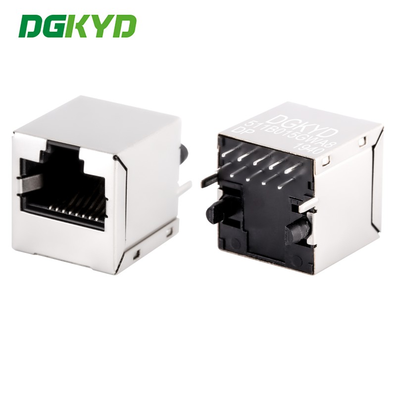 Quality Customized single port vertical RJ45 Modular Jack PCB Mount PoE ethernet for sale