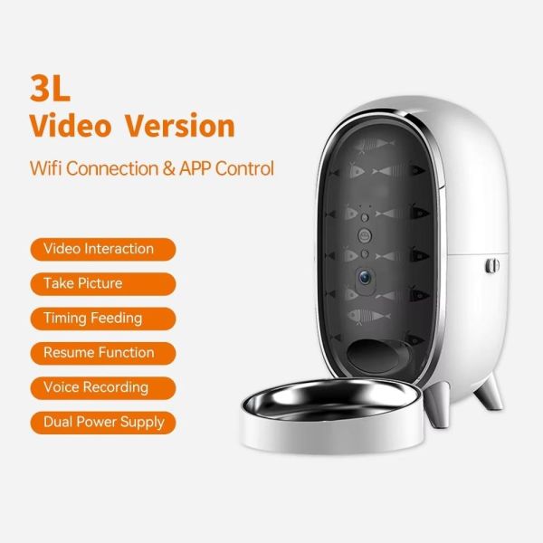 Quality 3L Smart Automatic Eco-friendly Solid Dry Food Dispenser for Cats Dogs Timed Feeding Charge Powered Rounded Design IPX5 for sale