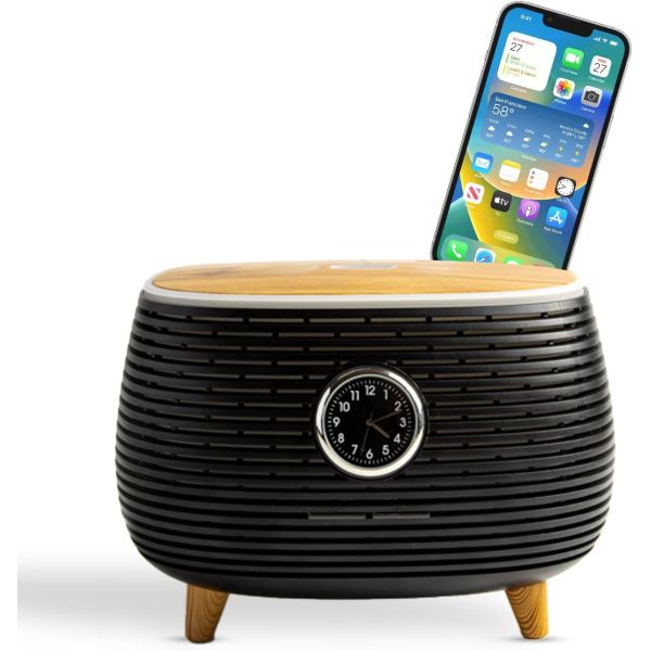 Quality New Design Smart Bedside Decoration Ultrasonic Cool Mist Humidifier Essential Oil Aroma Diffuser With Speaker and Clock for sale