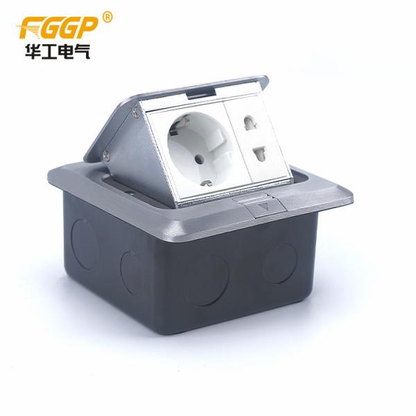 Quality 250V IP20 Indonesia Style 16A 250V EU Standard Pop Up Type Floor Box With Silver Panel for sale