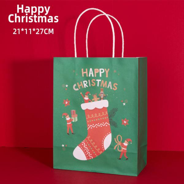 Quality Custom Logo Accepted FSC Certified Kraft Paper Bag for Sustainable Christmas Shopping for sale