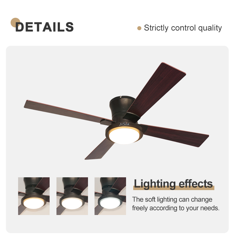 48 Inches Flush Mount Dimmable LED Ceiling Fan For Living Room from ...