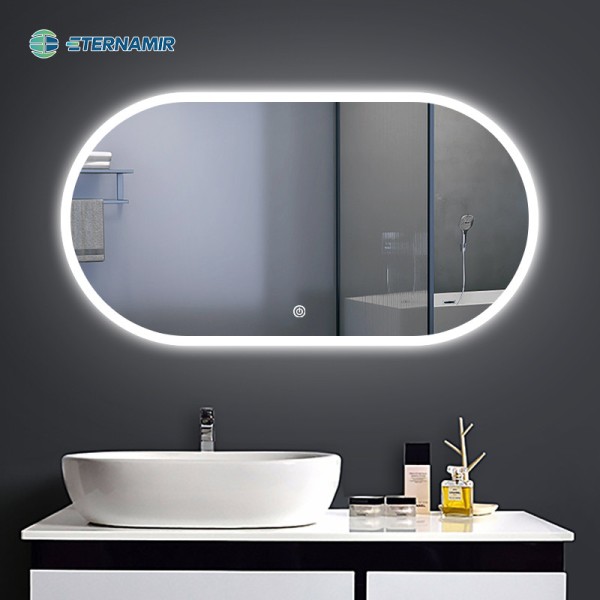 Quality High Definition Bathroom Mirror With Lights Mildew Proof Half Moon Backlit for sale