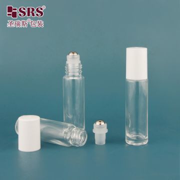 Quality Transparent Round Shape Glass Roll-On Bottles For Lip Gloss 10ml Roller Bottle for sale