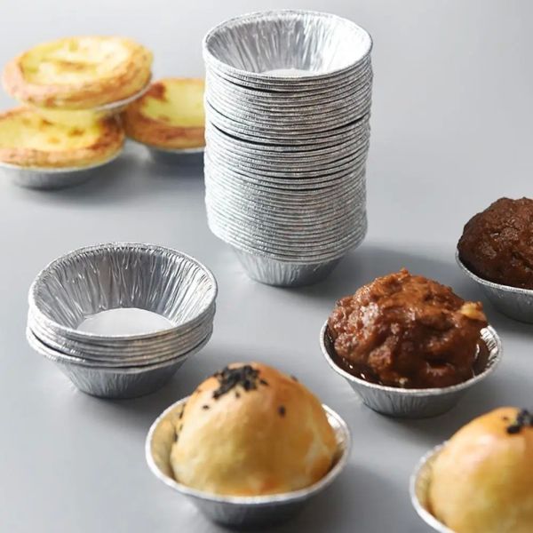 Quality 100pcs Disposable Aluminum Foil Tart Pan Mini Pot Plate Tin Pie Bake Tray Of Suitable for sale