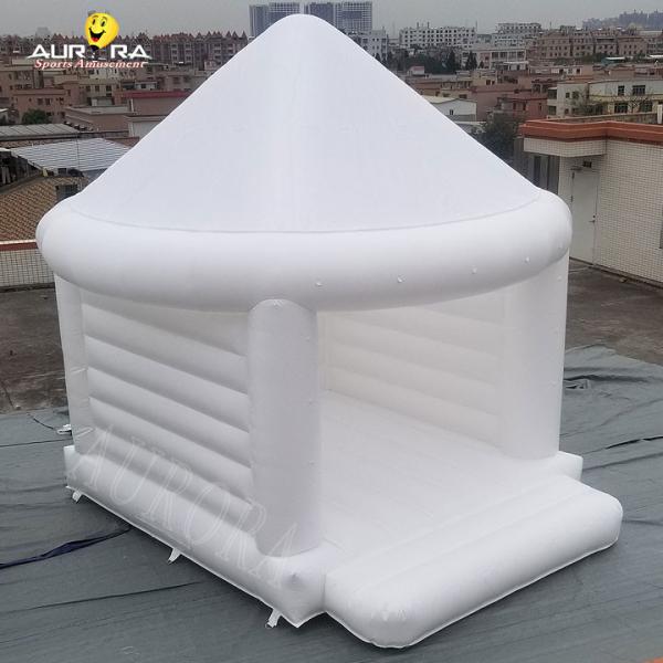 Quality Adults Wedding White Inflatable Bouncy Castle PVC Custom Logo With Top Roof for sale