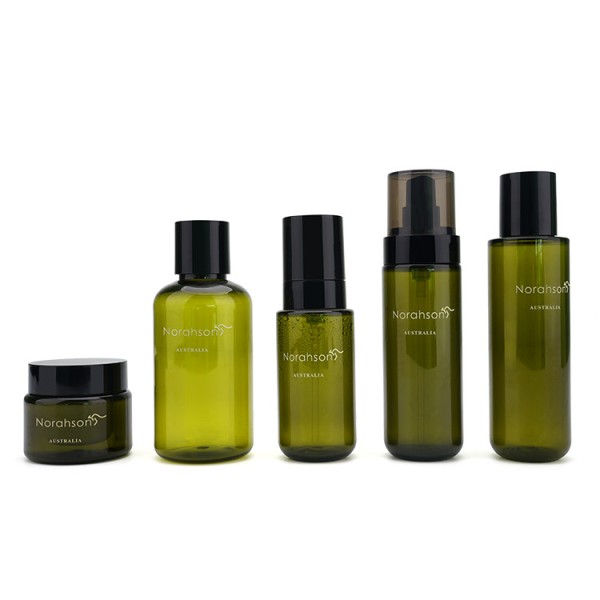 Quality Green PET Empty Lotion Bottle SGS Approved Cosmetic Plastic Bottle Customizable Skincare Packaging for sale