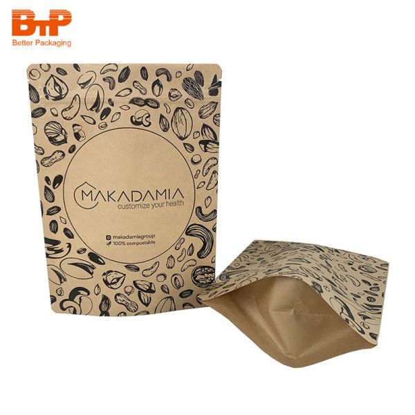 Quality Compostable Custom Printed Designer Sweet Sugar Food Craft Paper PLA Packaging Bag Stand up Pouch Namkeen Food Grade Packaging B for sale