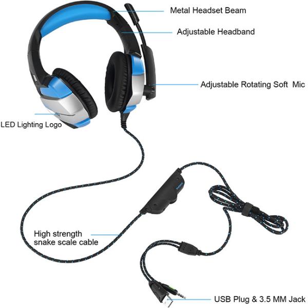 Quality Xbox One PS4 DC5V 20000Hz 117dB Wired Gaming Headset for sale