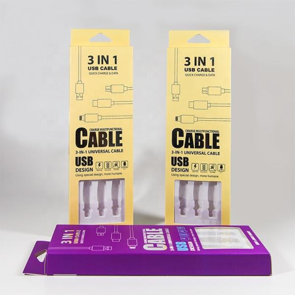 Quality ISO9001 Recyclable USB Charging Cable Packaging Boxes With Hanger for sale