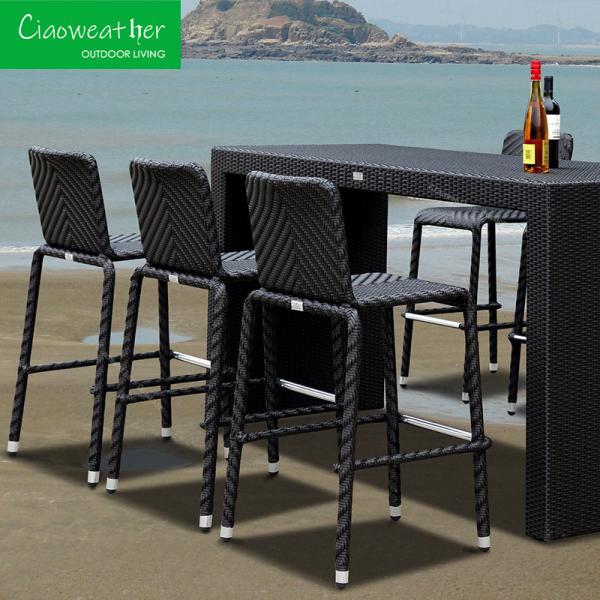 Quality NO Folded Leisure Garden Bar Table and Modern Design All Weather Durable Outdoor Bar Set with Rattan Bar Stool for sale