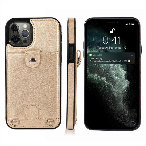 Quality Men's Crossbody Leather Case for iPhone 12 Pro Max Shockproof and Functional Design for sale