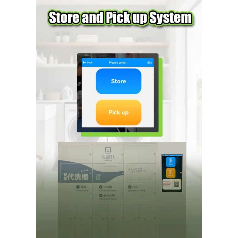 Laundromat vending machine locker storage system
