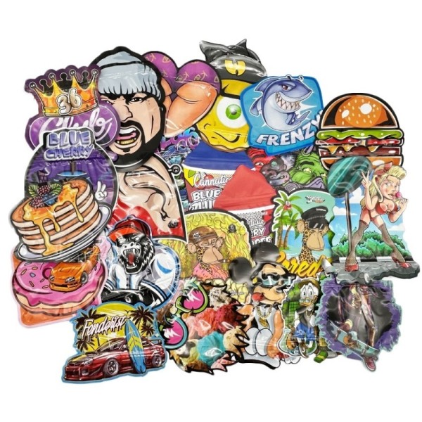 Quality Biodegradable Custom Shaped 3.5g Mylar Bags | Eco Friendly Die Cut Smell Proof Zipper Pouch for Food Candy Edibles Shaped Plastic Bag OEM ODM Manufacturer for sale