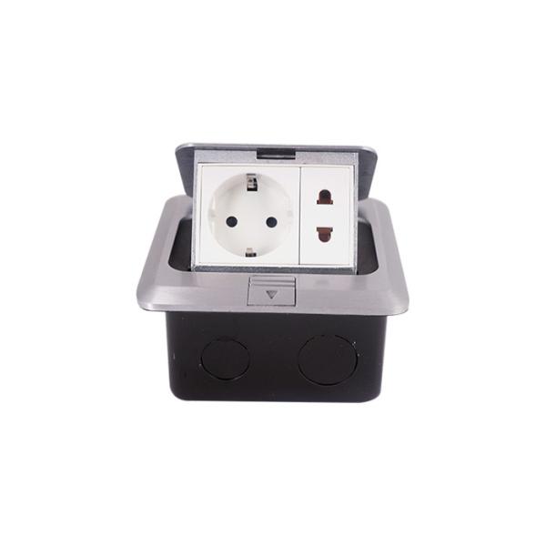 Quality Home / Office Floor Mounted Power Sockets Square Shape Drawnench Silver Color for sale
