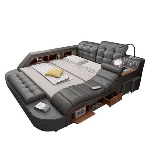 Quality Leather Luxury Bedroom Sets Tufted Upholstered Bed Modern Design for sale