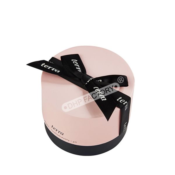 Quality Durable Round Cardboard Gift Box With Bowknot For Jewelry Ring Packaging for sale